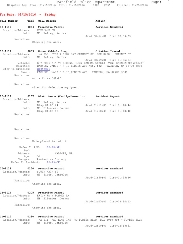 Police Log January 15, 2016 | Vehicles | Transport | Free 30-day Trial ...