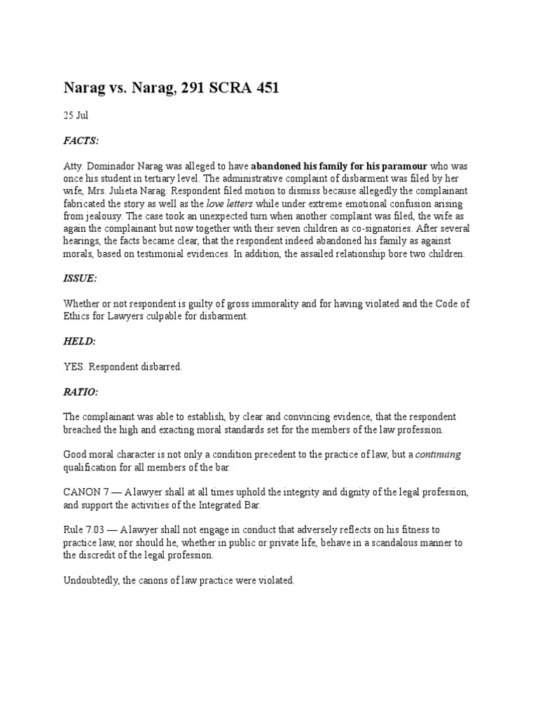 Narag V Narag | PDF | Lawyer | Testimony