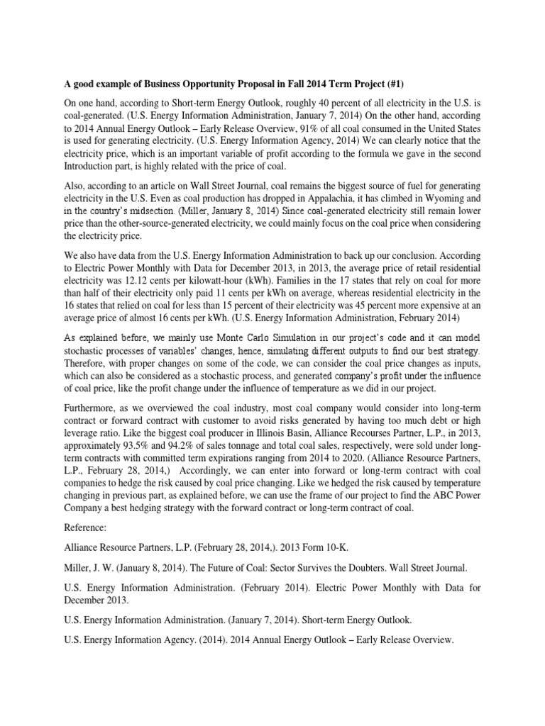 A Good Example of Business Opportunity Proposal in Fall 2014 Term ...