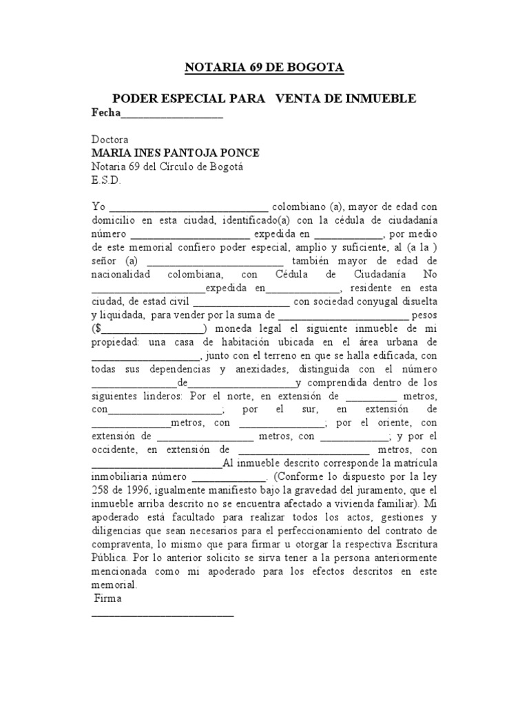 Poder Especial para Venta de Inmueble | PDF