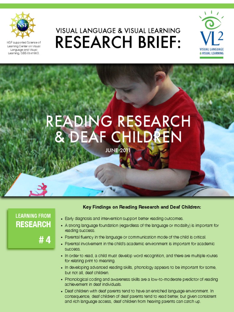 Research Brief 4 Reading and Deaf Children | PDF | Hearing Loss ...