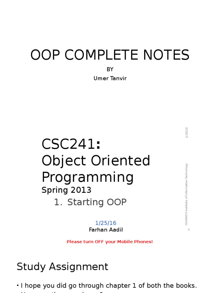 OOP Complete Notes | PDF | Object Oriented Programming | Inheritance ...