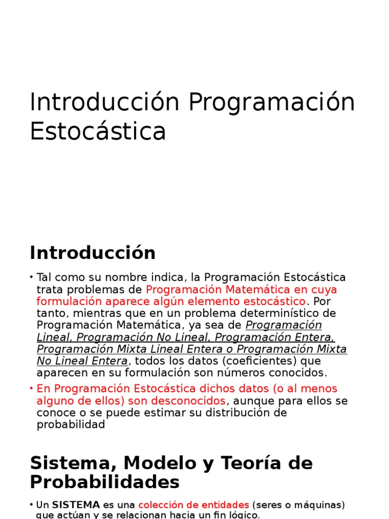 Programación Estocástica Pdf Variable Aleatoria Estocástico