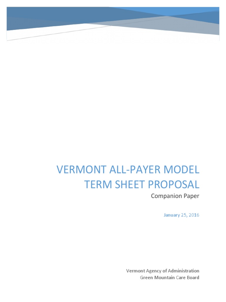 Vermont All-Payer Model Proposal Overview | PDF | Fee For Service ...