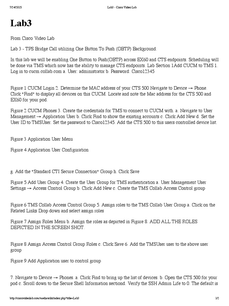 Lab3 - Cisco Video Lab33 | PDF | User (Computing) | Access Control