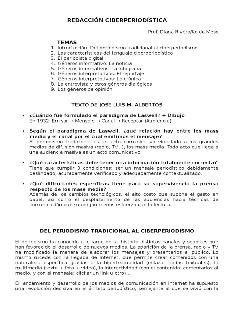 Redacción Ciberperiodística | PDF | Multimedia | Internet Redacción Ciberperiodística | PDF | Multimedia | Internet