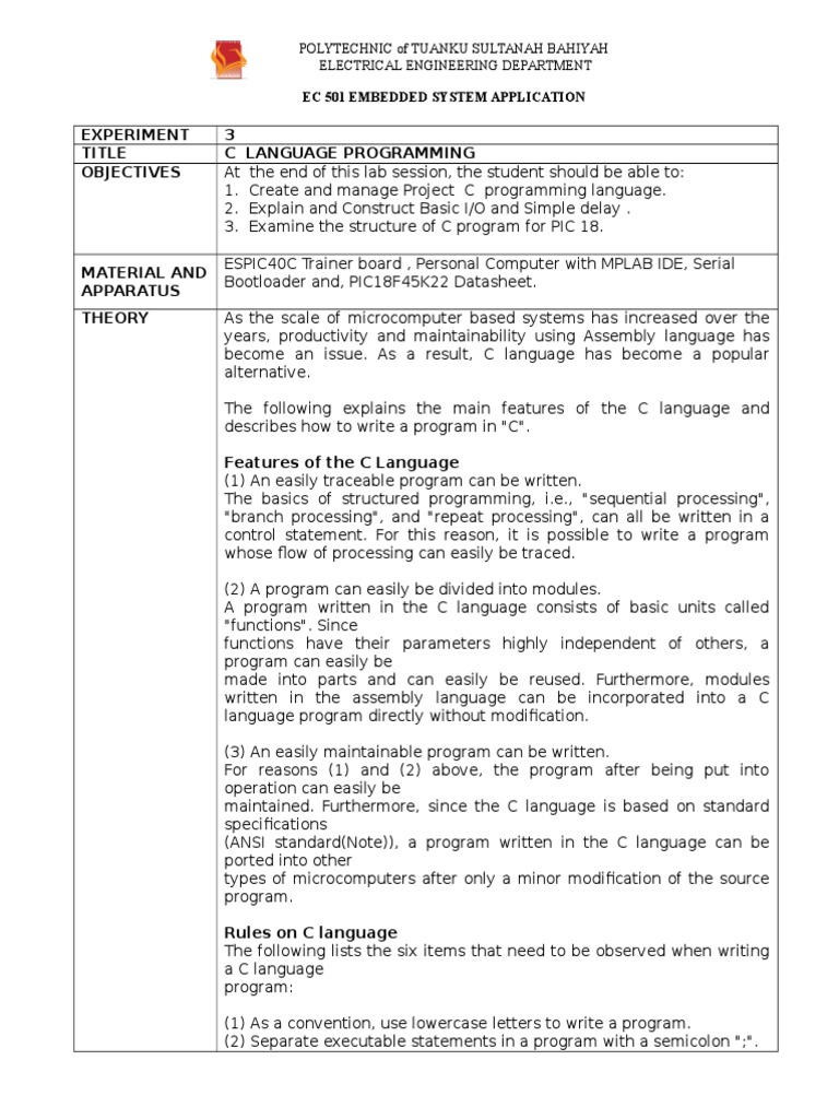Lab 3 Basic C Programming Pdf C Programming Language Assembly Language