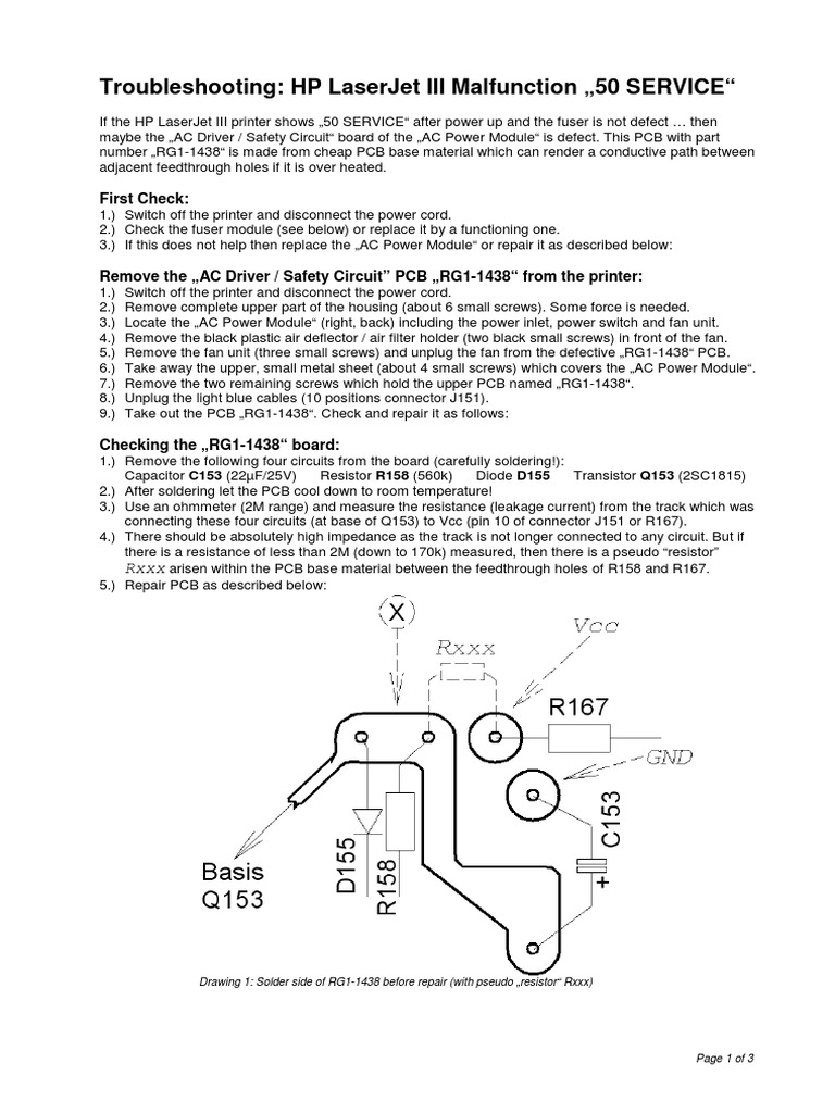 HP LaserJet III Troubleshooting | PDF | Printed Circuit Board ...