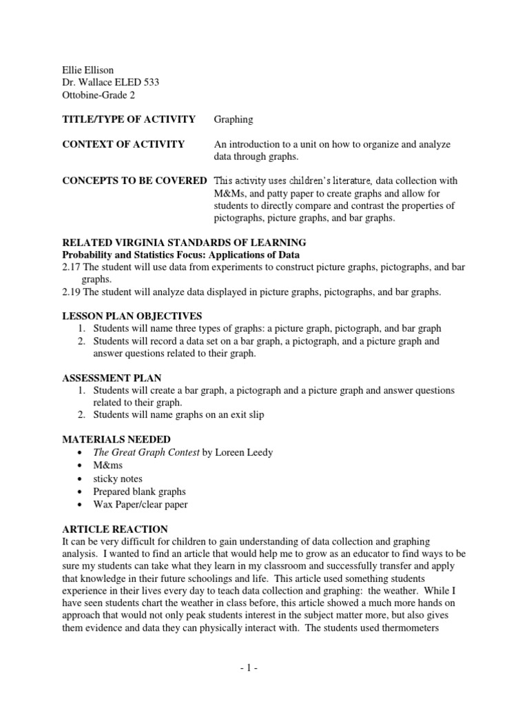 2nd Grade Math Graph Lesson Plan | PDF | Data | Reason