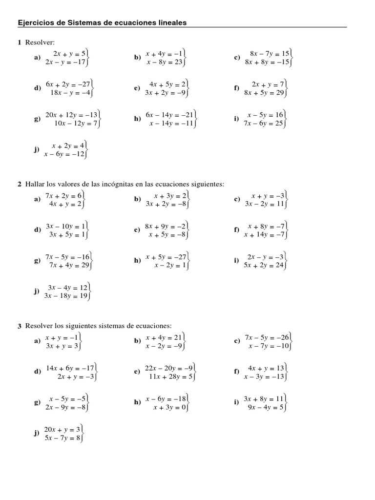 Ejercicios Resueltos Sobre Sistemas Ecuaciones Lineales