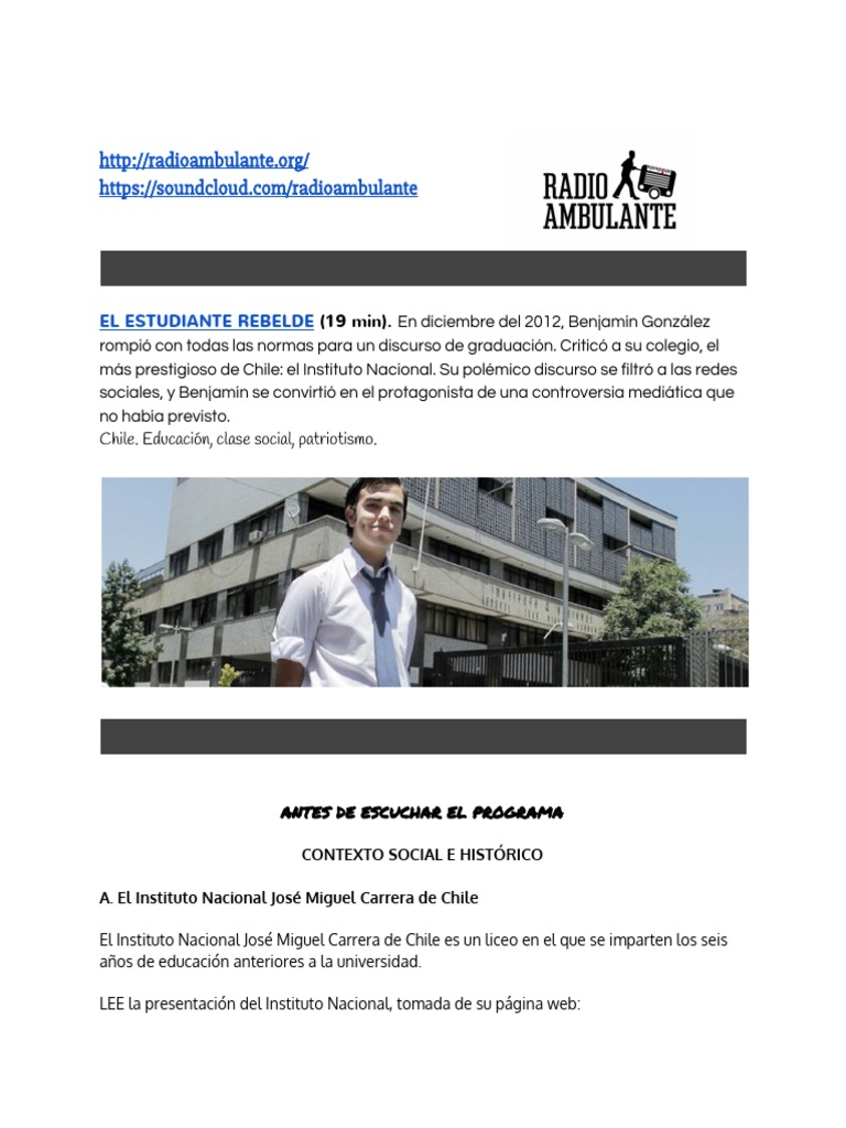 Radio Ambulante y El Estudiante Rebelde Por Alberto Bruzos Moro | PDF ...