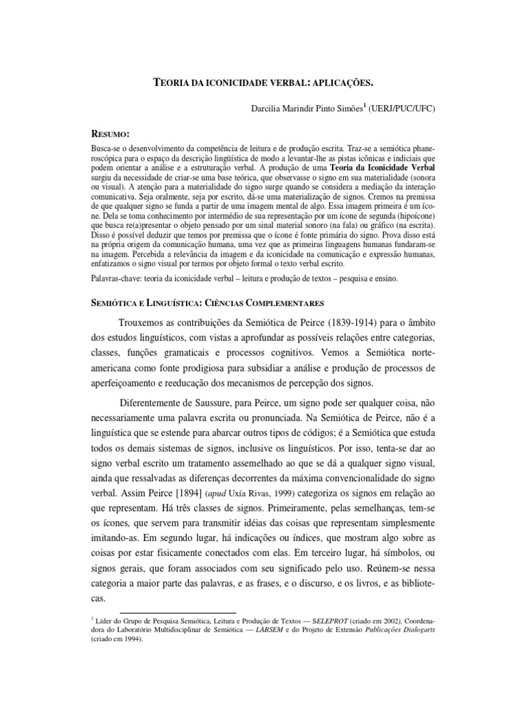 Iconicidade Verbal | PDF | Semiótica | Interpretação linguística