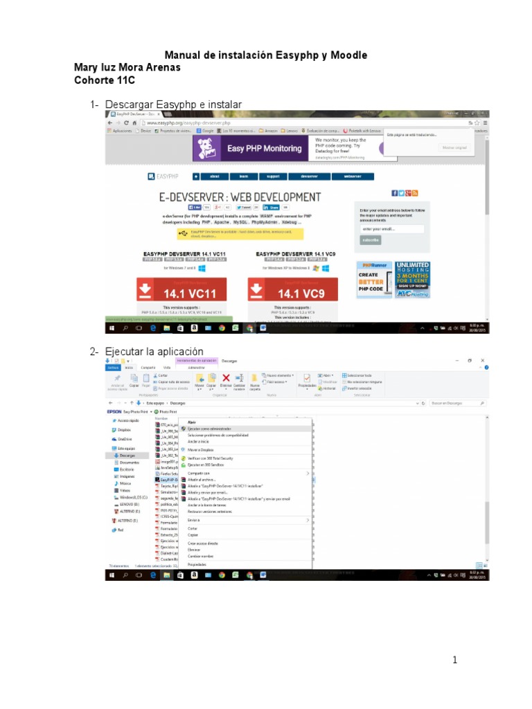 Manual de Instalación Easyphp y Moodle | PDF | Crecimiento personal y profesional | Informática