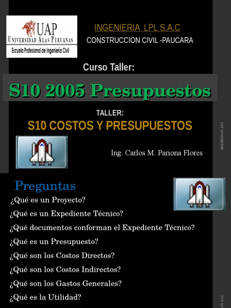 PPT-Curso Taller S10 2005 Costos y Presupuestos | PDF | Presupuesto | Informática