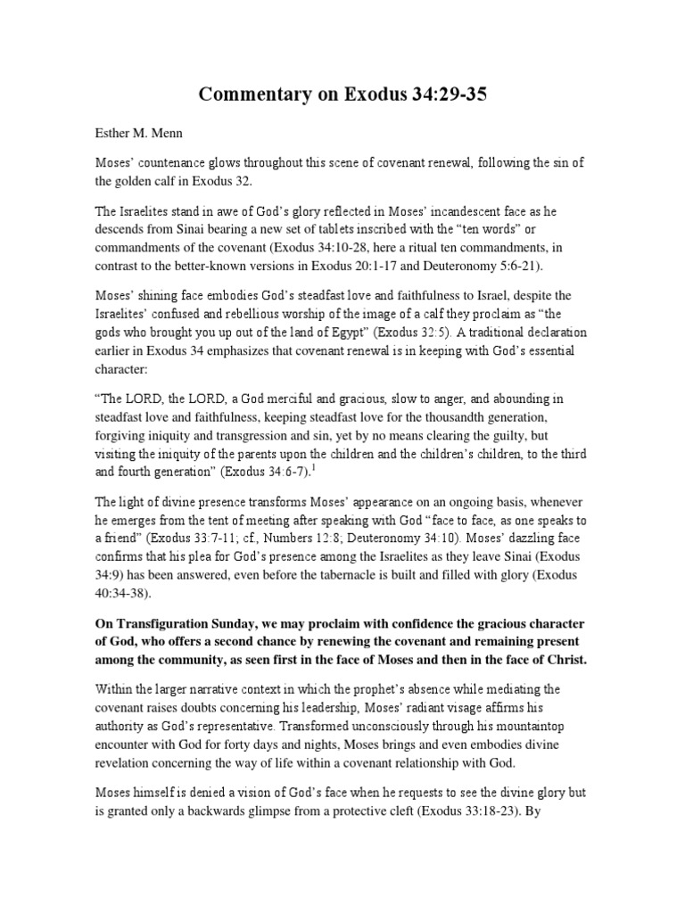 Commentary On Exodus 34.29-35.menn | PDF | Book Of Exodus | Moses