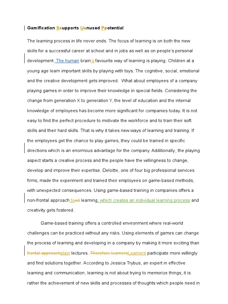 Gamification Supports Unused Potential | PDF | Creativity | Learning