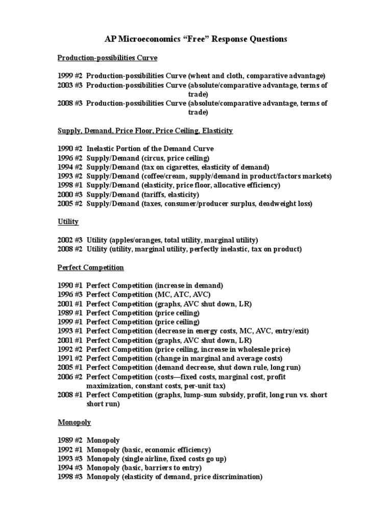 AP Economics FRQ Review | PDF | Fiscal Policy | Monopoly