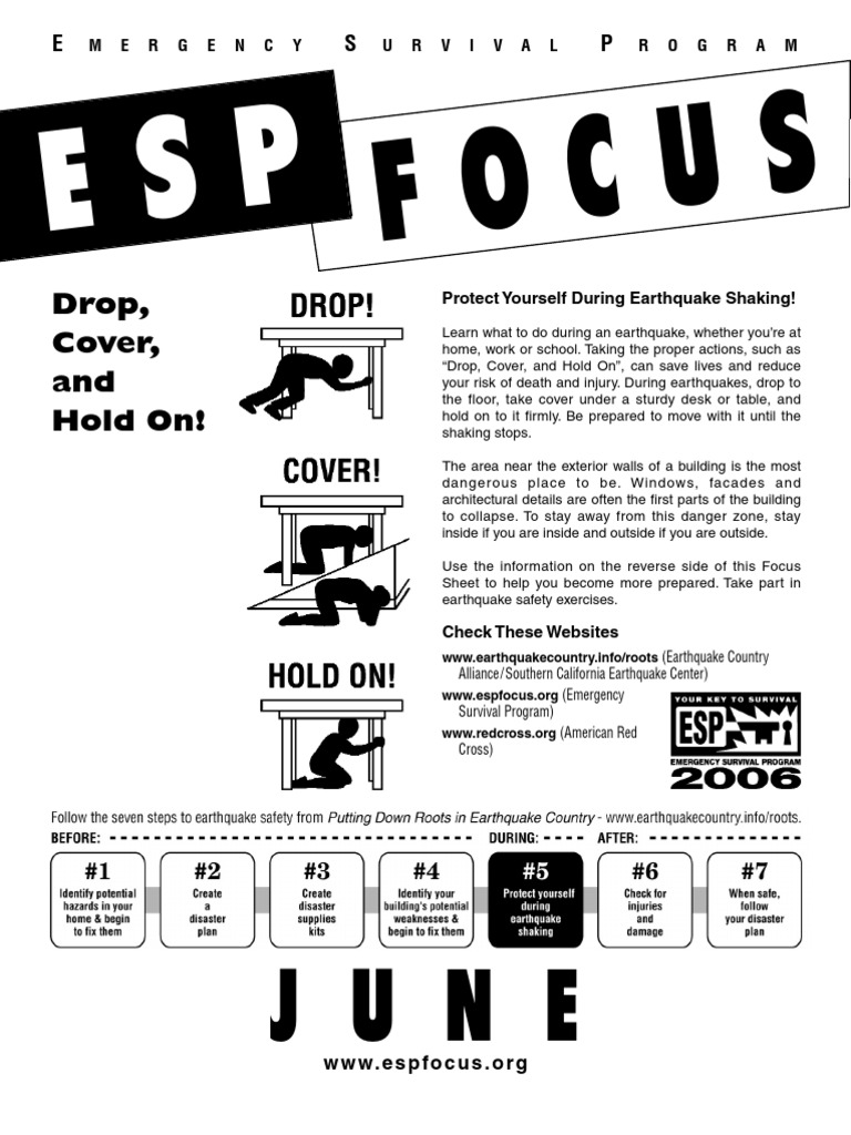 Earthquake Safety: Drop, Cover, Hold On | PDF | Disasters | Earthquakes