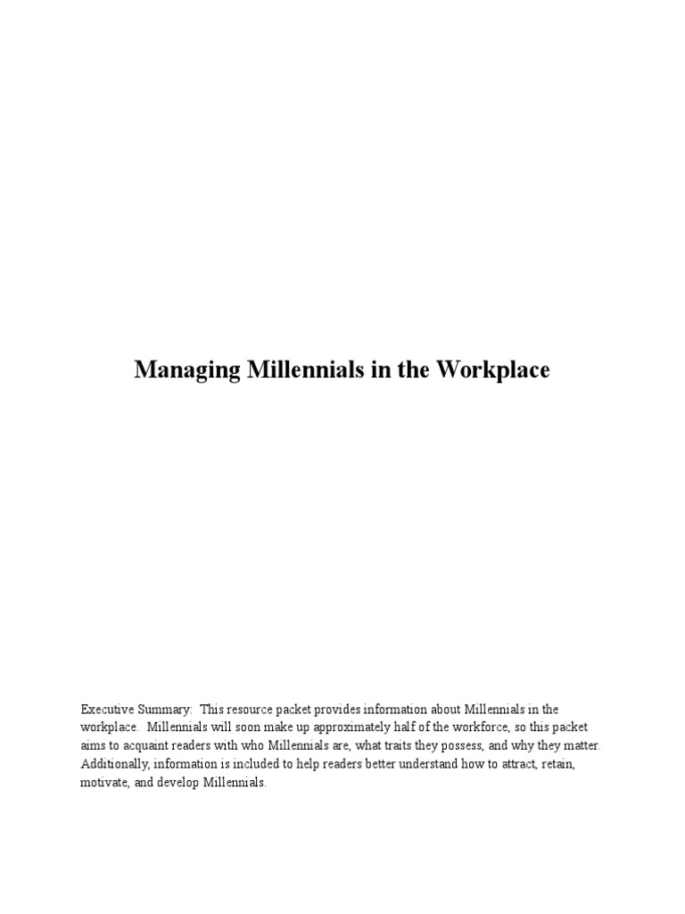 Managing Millennials in the Workplace | PDF | Millennials | Mentorship