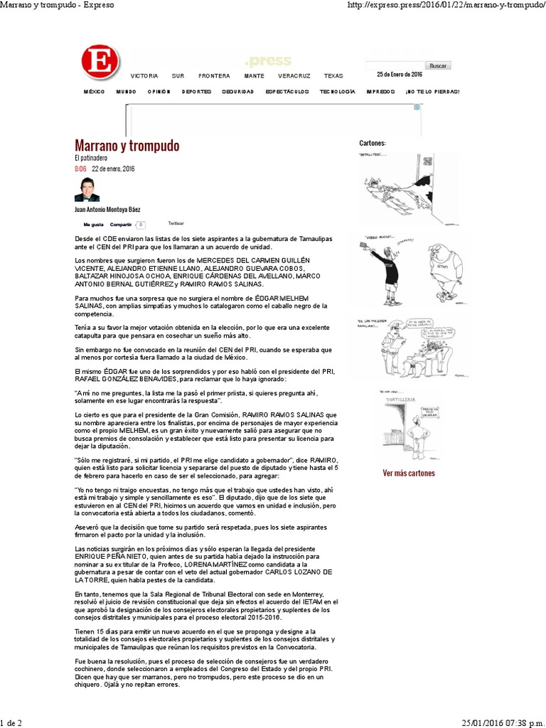22-01-2016 Marrano y Trompudo - Expreso | PDF | Partido Revolucionario ...