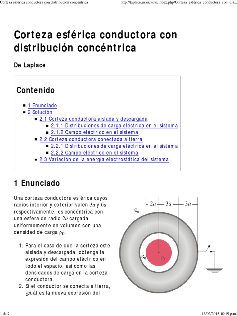 Corteza Esférica Conductora Con Distribución Concéntrica | Campo ...