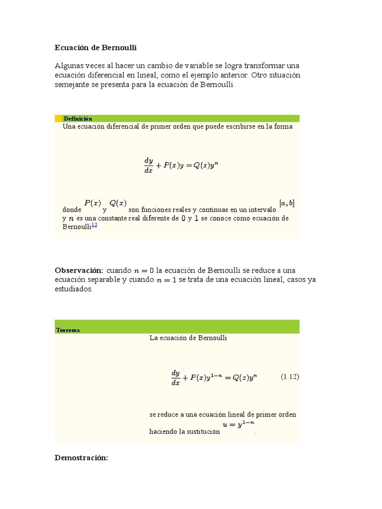 Ecuación de Bernoulli | PDF