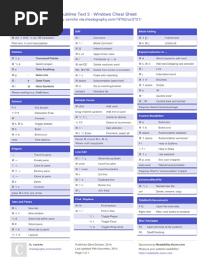 queso Silicio campana cheat sheet sublime text 3 Universal Hacer la vida Actriz