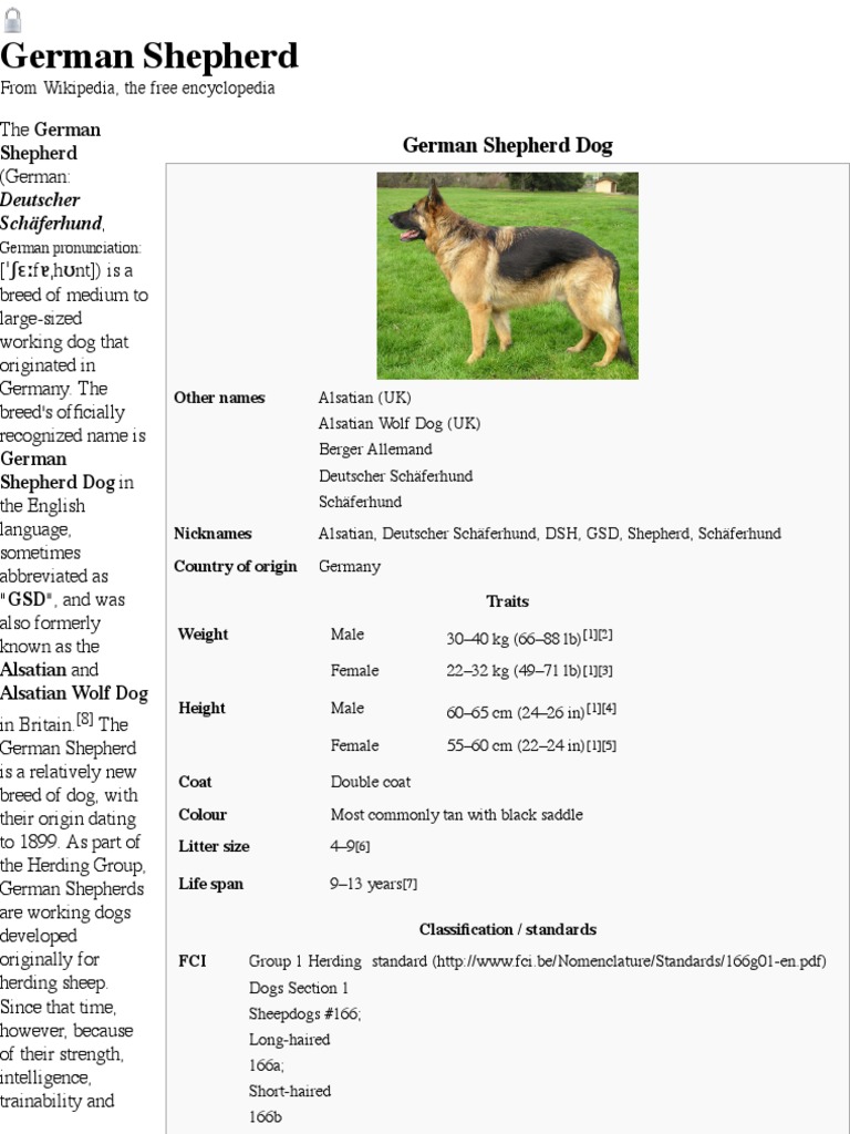 German Shepherd - Wikipedia, The Free Encyclopedia | German Shepherd ...