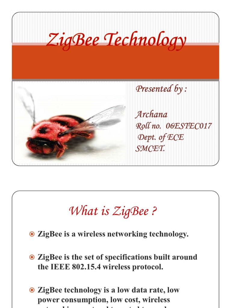 Zigbee Presentation | PDF | Network Topology | Wireless