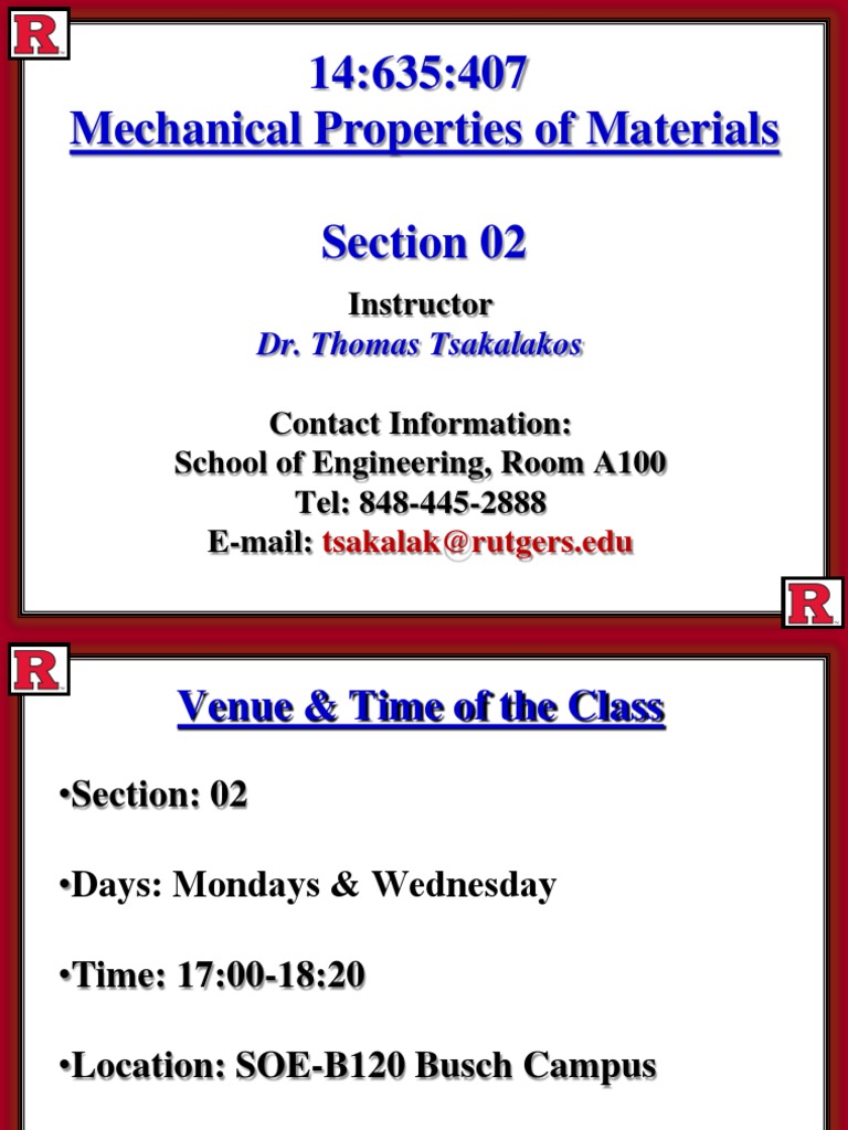 Mechanical Properties of Materials Lecture 01 | Download Free PDF ...
