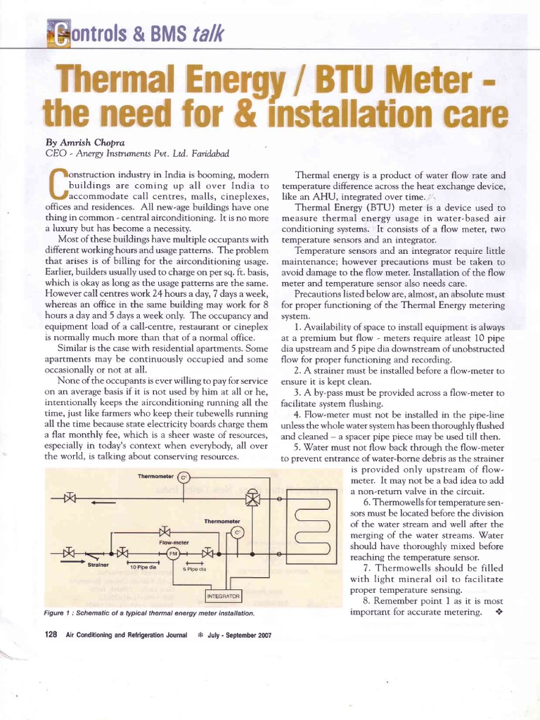BTU Meter Installation Guide | PDF | Flow Measurement | Building ...