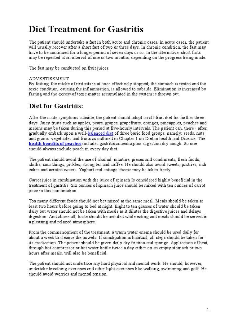 Diet Guidelines for Managing Gastritis | PDF | Healthy Diet | Dieting
