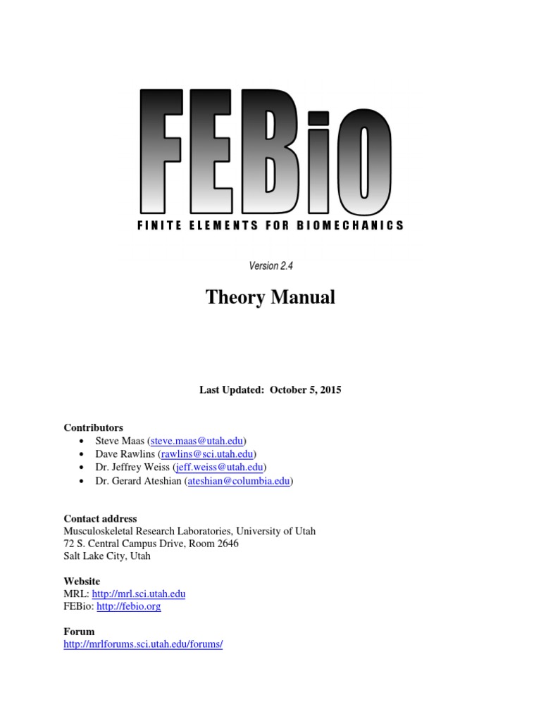 FEBio Theory Manual | PDF | Deformation (Mechanics) | Stress (Mechanics)