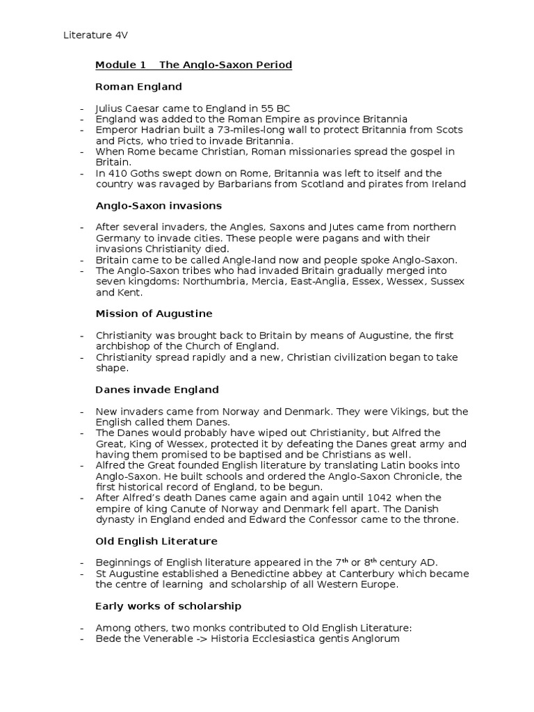 An Overview of the Anglo-Saxon Period in England: From the Roman ...