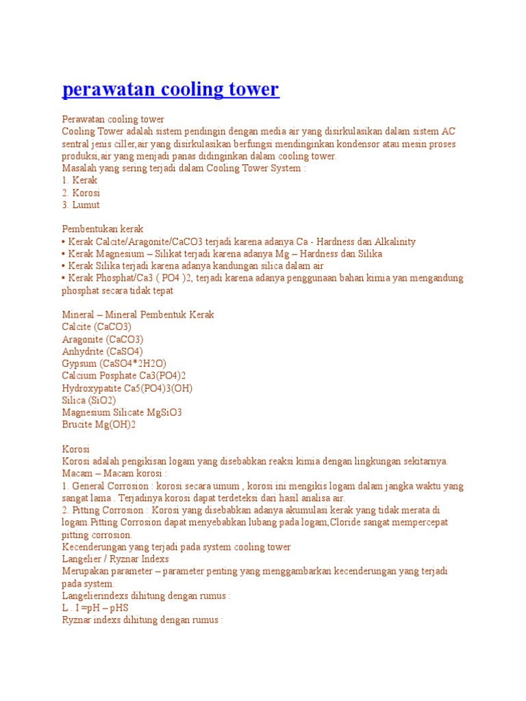 Perawatan Cooling Tower | PDF