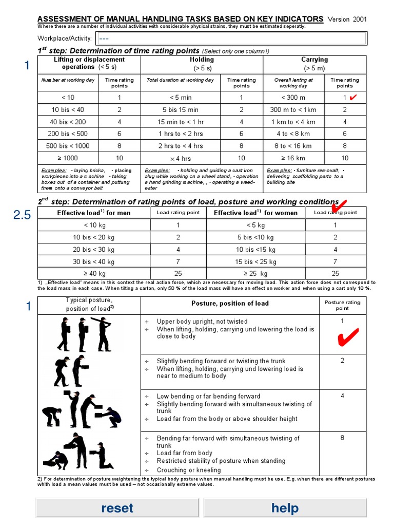 Assessment of Manual Handling Tasks Based On Key Indicators | PDF ...