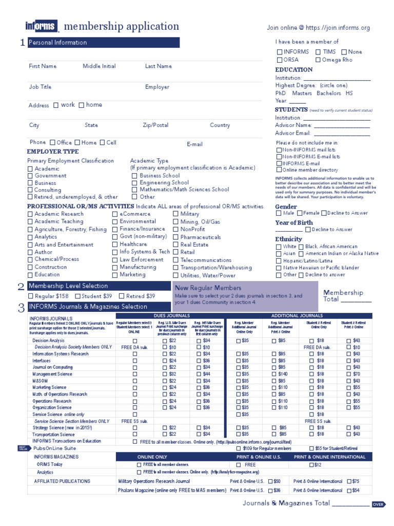 2016 Membership Application | PDF | Race And Ethnicity In The United ...