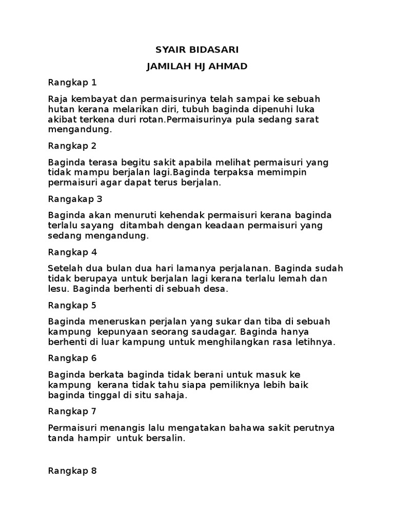 Syair Bidasari | PDF