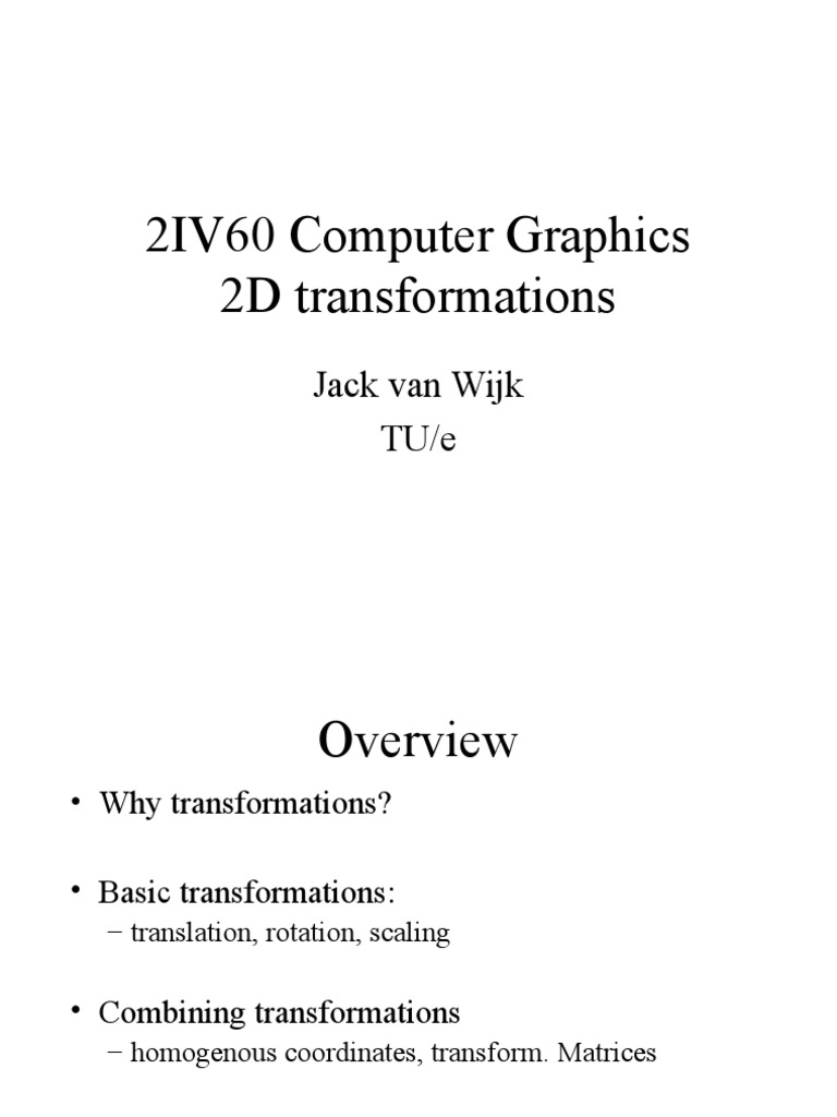 2iv60 3 2d Transformations Pdf 2 D Computer Graphics Matrix