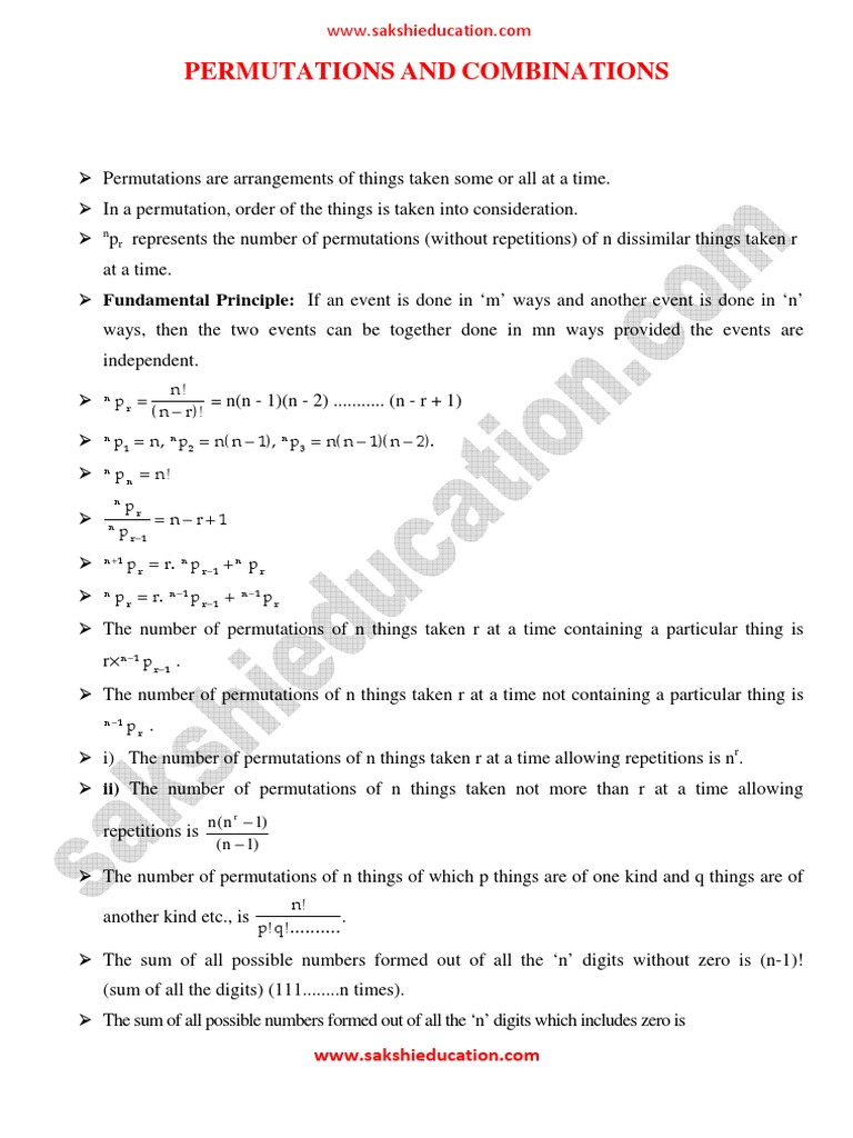 Permutations and Combinations | PDF | Consonant | Permutation