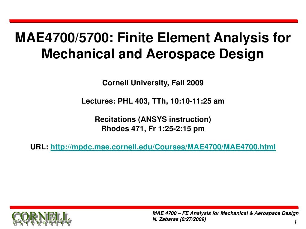 FEM Zabaras Cornell University | PDF | Finite Element Method | Numerical Analysis