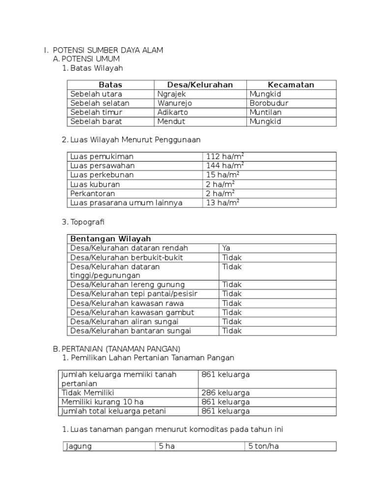 Contoh Potensi Desa | PDF