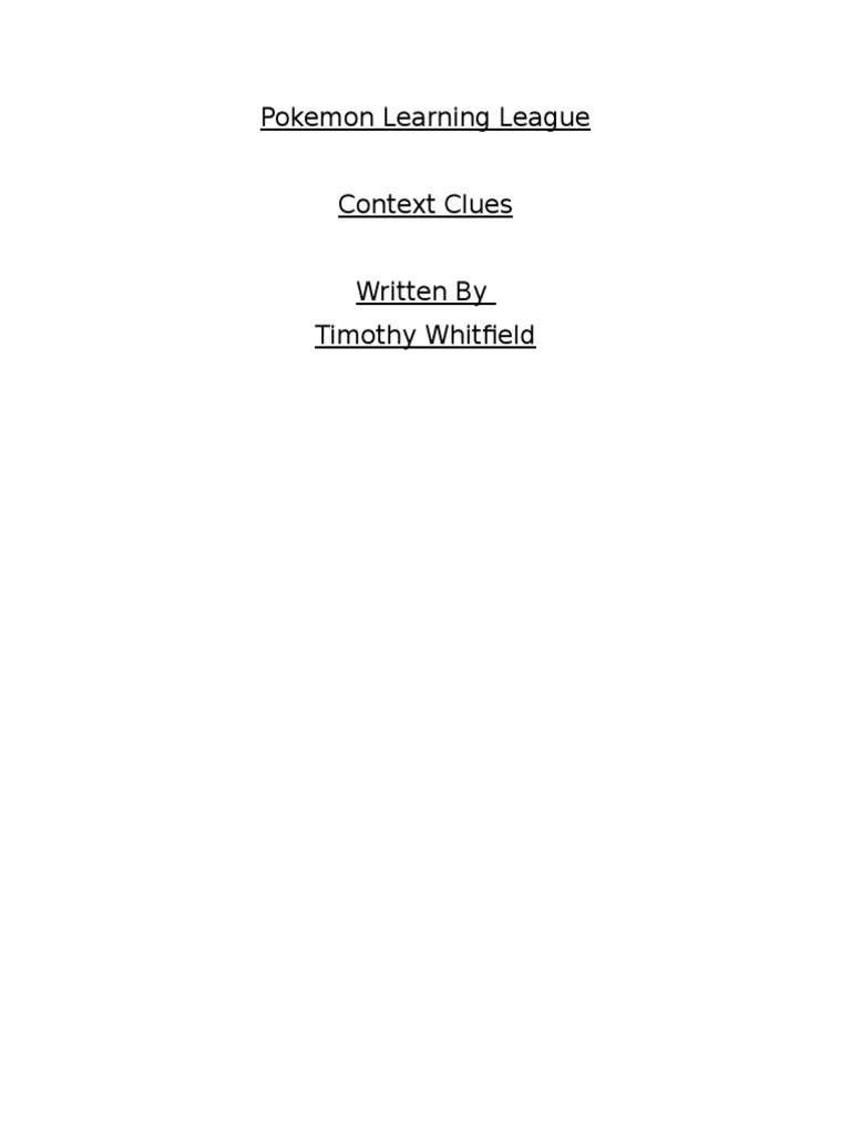 Pokemon Learning League Context Clues | PDF | Plants | Nature