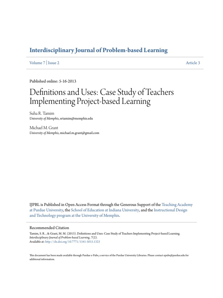 Case Study of Teachers Implementing Project-Based Learning | PDF | Constructivism (Philosophy Of ...