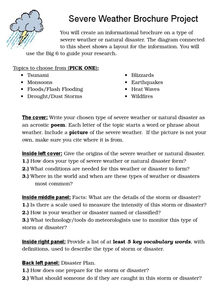 Severe Weather Brochure Project | PDF | Severe Weather | Natural Disasters