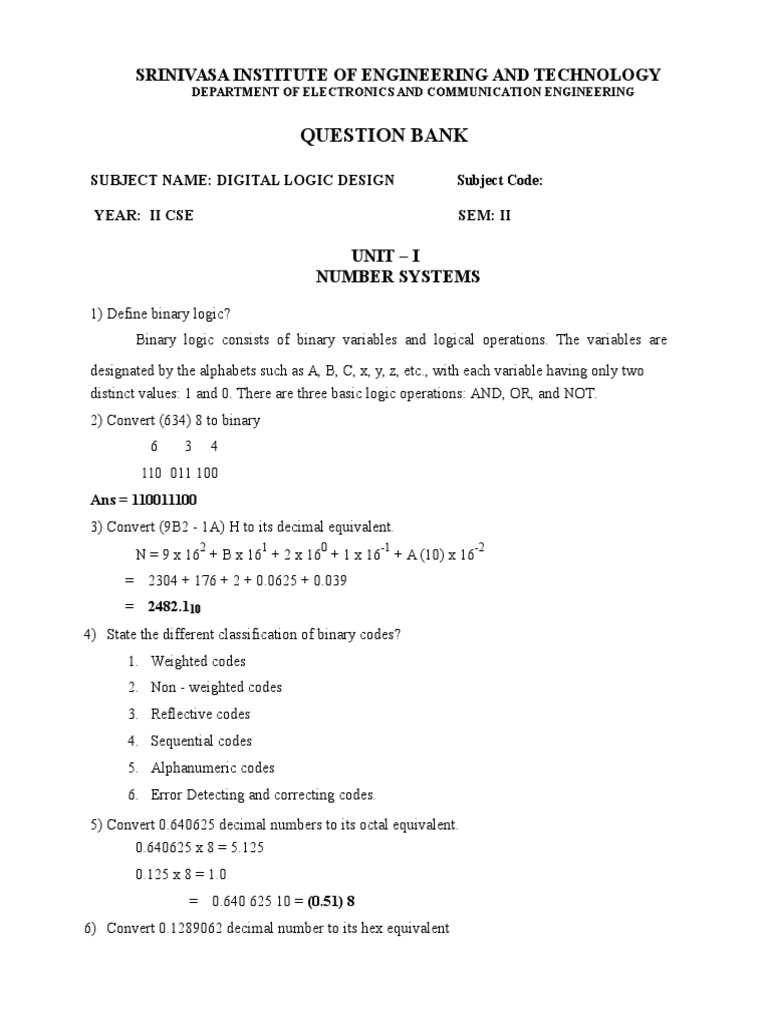 DLD - Question - Bank WORD | PDF | Random Access Memory | Read Only Memory