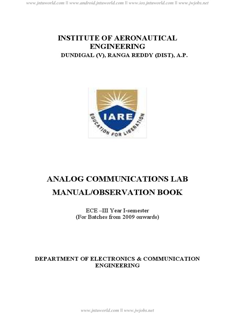 AC Lab Manual - IARE PDF | PDF | Frequency Modulation | Modulation