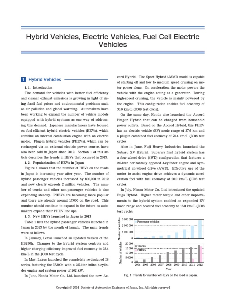 Hybrid Vehicles, Electric Vehicles, Fuel Cell Electric Vehicles | PDF ...