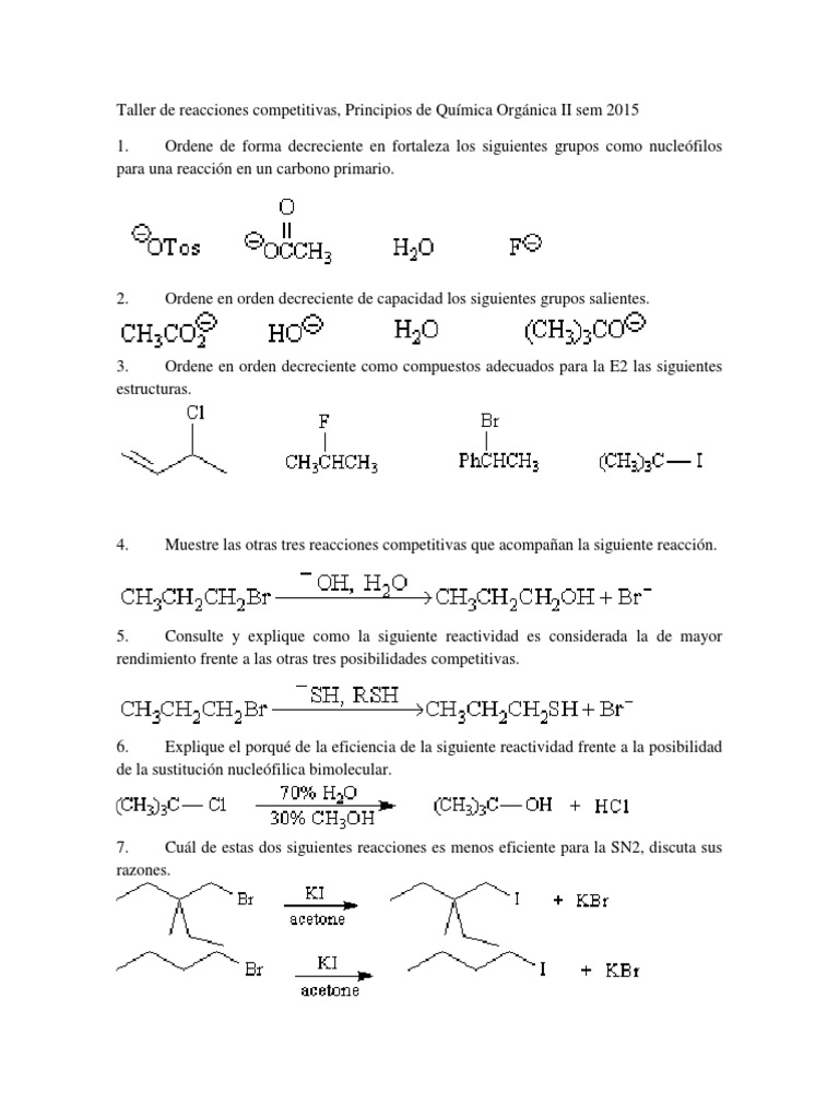 Ejercicios de E1 E2 SN2 Y SN1 | PDF