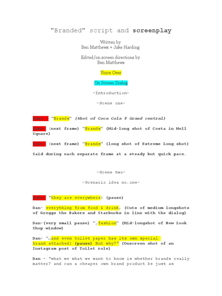 "Branded" Script and Screenplay | PDF | Coca Cola | Brand